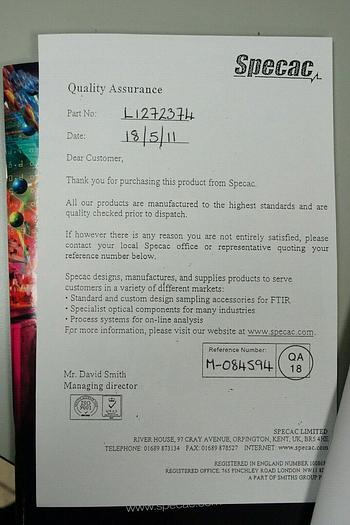 New Perkin Elmer L1272374 SPECAC ATR Gateway Heated HATR Top Plate ...