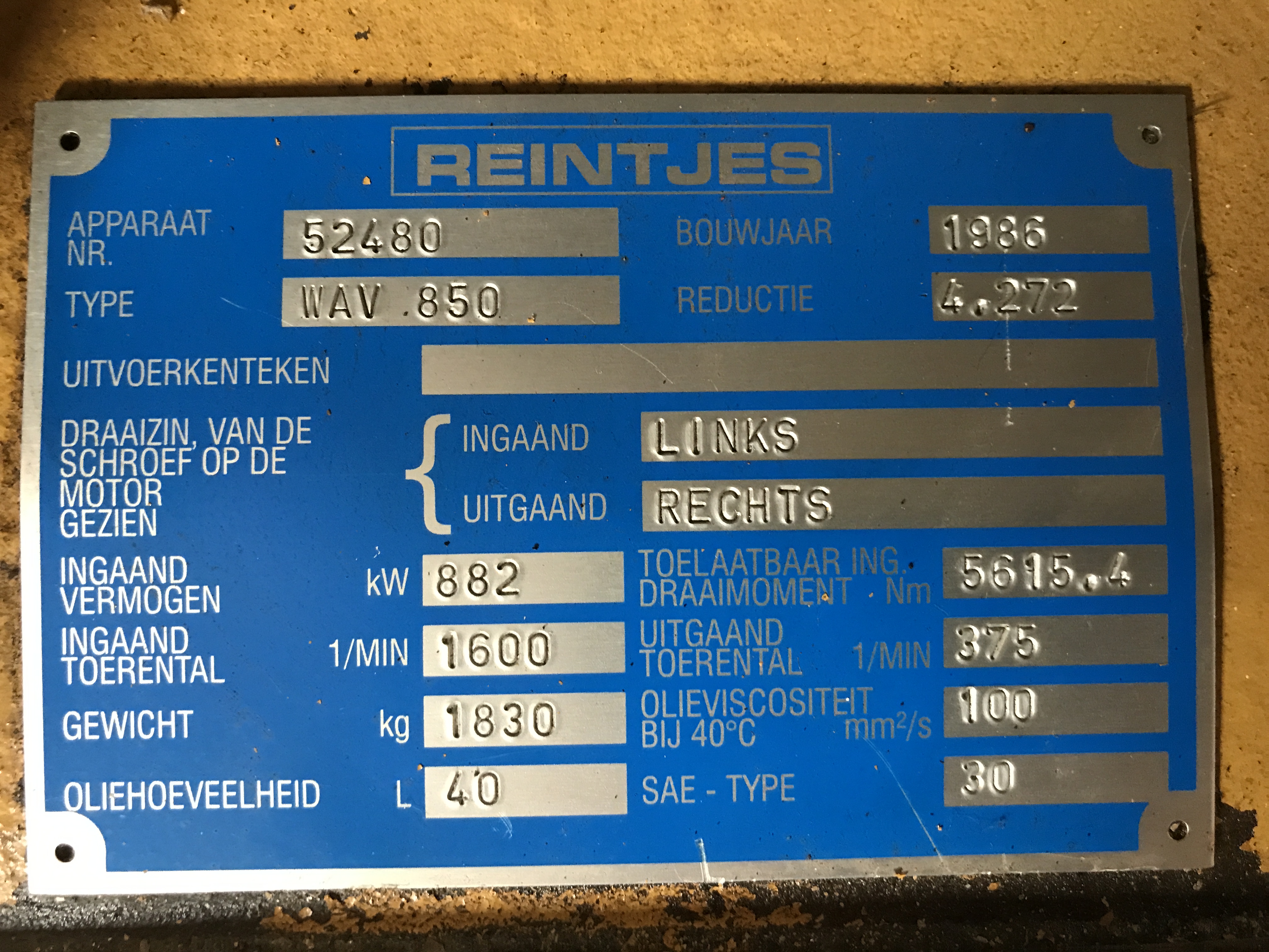 Used 1986 GEARBOX REINTJES WAV 850 for Sale at VIMO Trading Co. B.V.