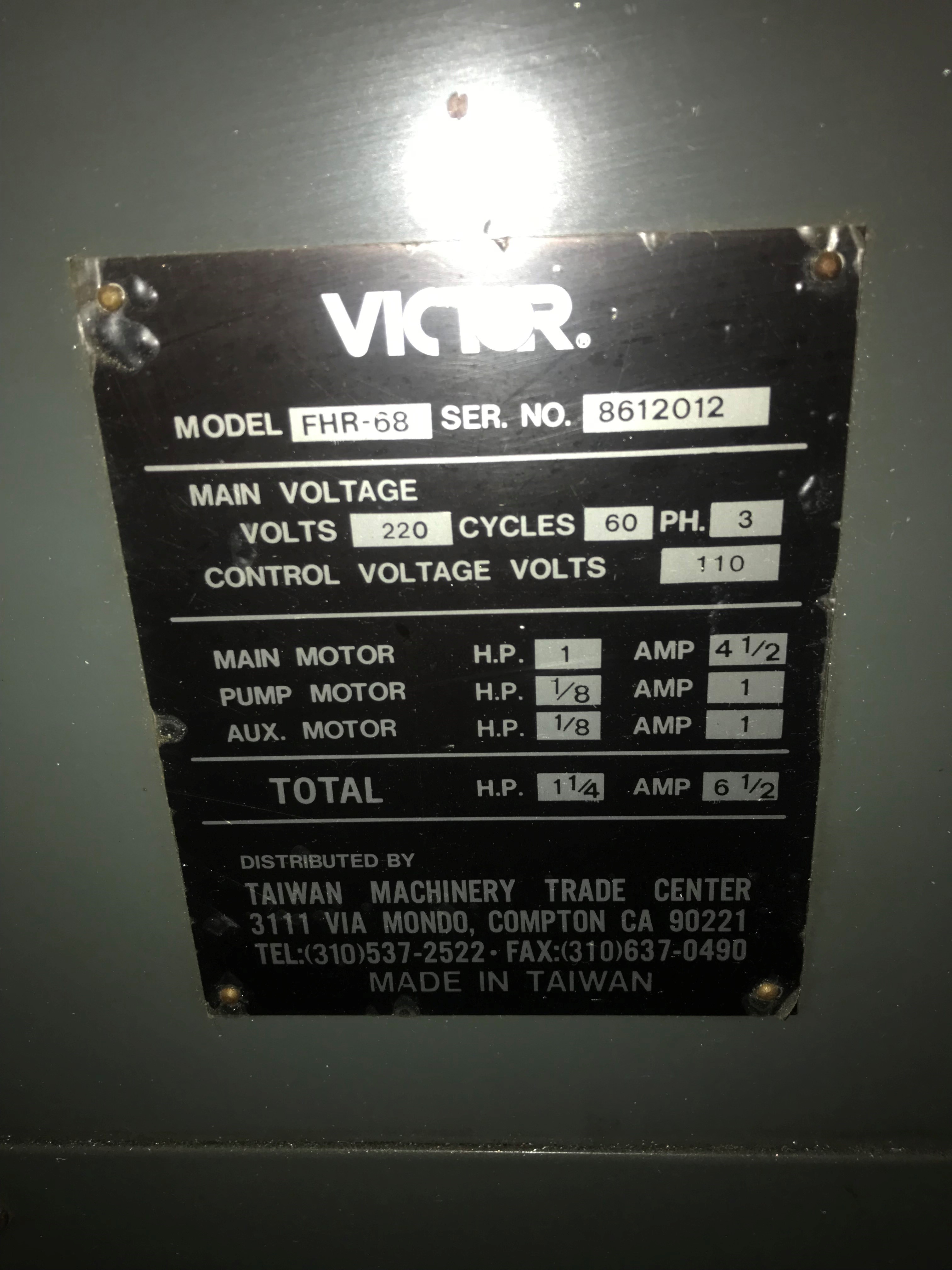 Used Sold Victor FHR-68 Chucker 13" x 14" #6434 #1 at Wheeler Machinery ...