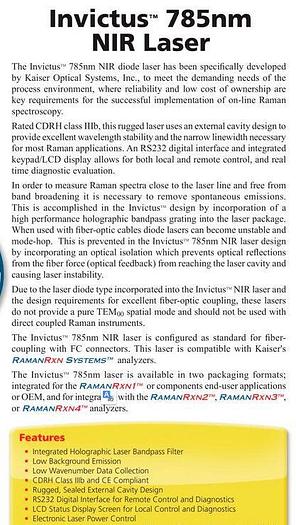 Used INVICTUS Invictus 785nm NIR Laser Diode Raman RXN2 Spectromete...