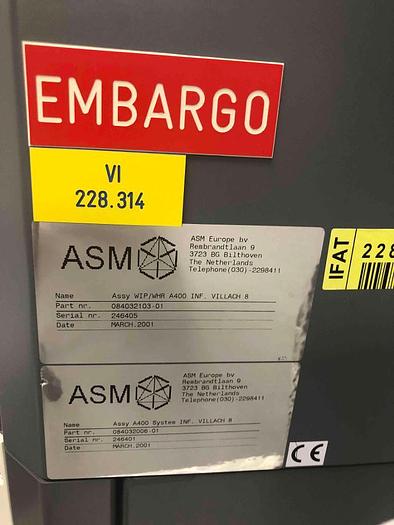 Used 2001 ASM Advance 400 for Sale at Tara Semiconductor Technology