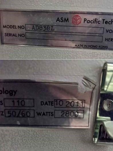 Used 2011 ASM AD-838L Die Bonder for Sale at Tara Semiconductor Tec...