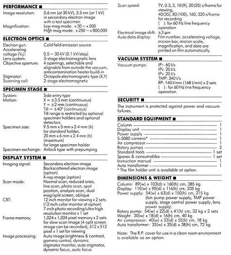 Used 1998 Hitachi S 5000 Field Emission Scanning Electron Microscop...
