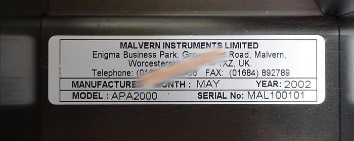 Used 2002 Malvern Mastersizer 2000 for Sale at Tara Semiconductor T...