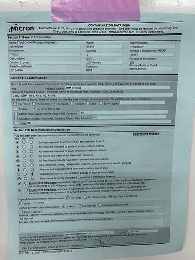 Used 2007 Novellus C3 Vector Express for Sale at Tara Semiconductor...