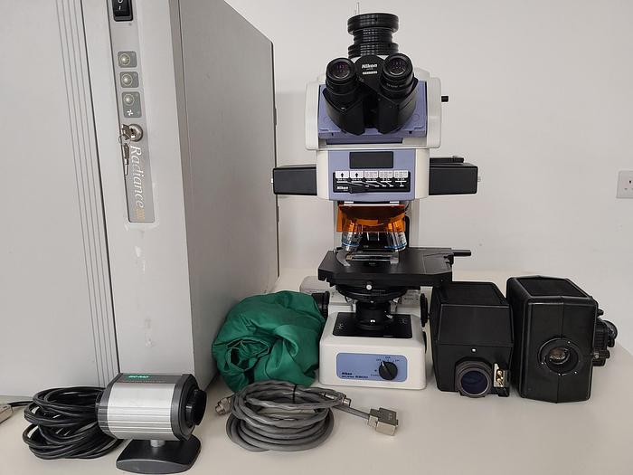 Used Nikon Eclipse E800 Microscope w/ Bio-Rad Radiance 2000 Confoca...