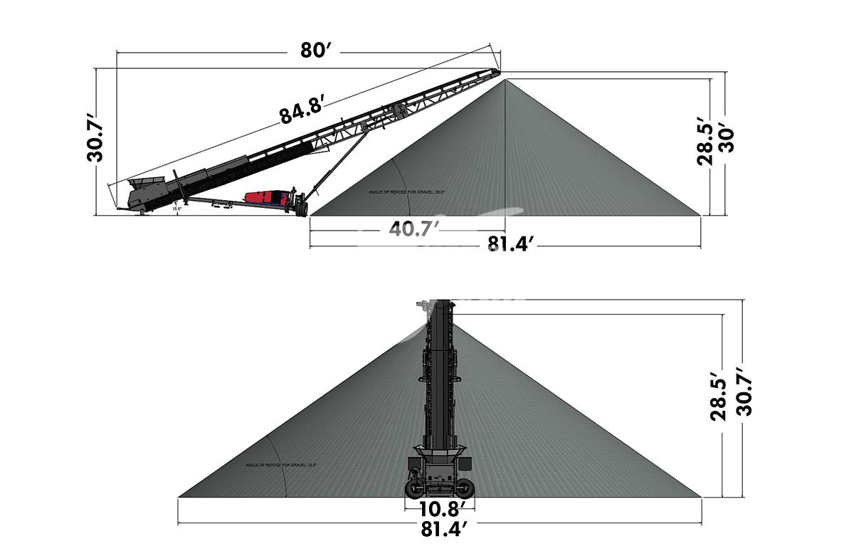 Used NEW SCREEN USA ROAD PORTABLE RADIAL STACKING CONVEYOR WC8036 for ...