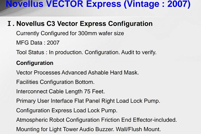 Used Novellus C3 Vector Express AHM PECVD for Sale at Tara Semicond...